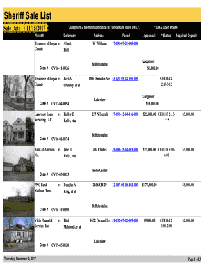 Fillable Online Sheriff Sale List Fax Email Print - pdfFiller