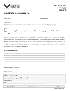 Fillable Online REQUEST FOR SPECIAL APPROVAL Fax Email Print - pdfFiller