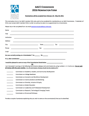 Fillable Online aacc nche COMMISSION NOMINATION bFORMb Fax Email Print - pdfFiller