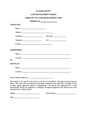 Fillable Online flaglercounty FLAGER COUNTY LAND DEVELOPMENT PERMIT ...