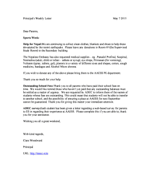 Fillable Online Principal's Weekly Letter Fax Email Print - pdfFiller