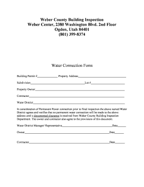 Fillable Online Water Connection Form - Weber County Fax Email Print ...