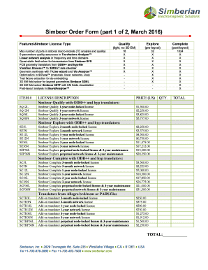 Fillable Online Simbeor Order Form (part 1 of 2, March 2016) Fax Email ...