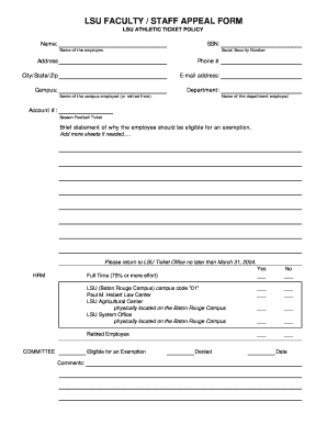 Fillable Online LSU ATHLETIC TICKET POLICY - LSUsportsnet Fax Email ...