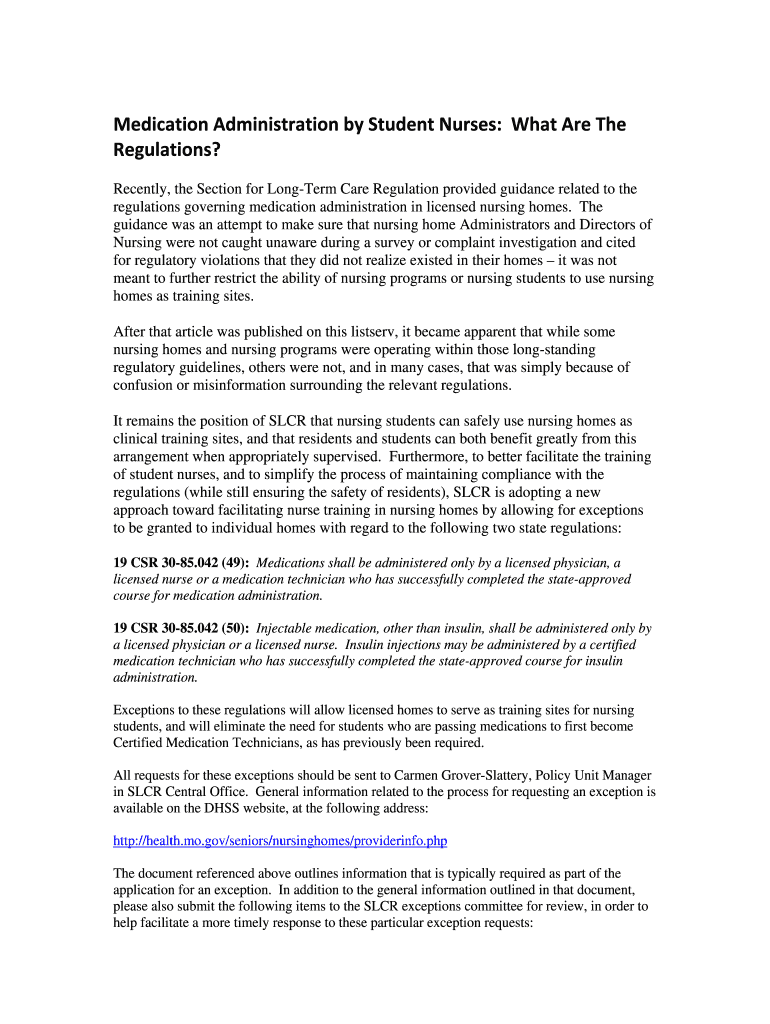 Fillable Online Recently, the Section for Long-Term Care Regulation ...