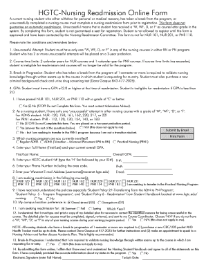 Fillable Online HGTC-Nursing Readmission Online Form Fax Email Print ...