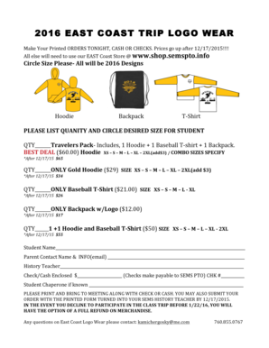 Fillable Online smusd SEMS EAST COAST TRIP ORDER FORM2016docx - smusd ...