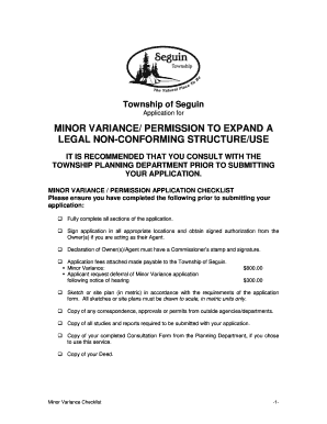 Fillable Online Minor variance application with checklist Fax Email ...