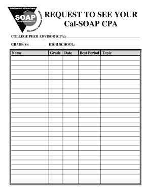 Fillable Online REQUEST TO SEE YOUR Cal-SOAP CPA Fax Email Print ...