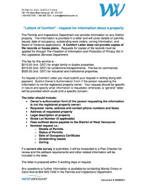 Fillable Online westvancouver Letters of Comfort - request for ...