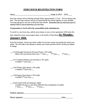 Fillable Online isd622 ZERO HOUR REGISTRATION FORM - isd622 Fax Email ...