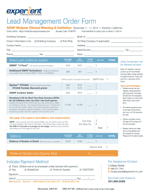 Fillable Online Lead Management Order Form - ASHP Media Fax Email Print - pdfFiller