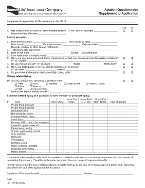 Fillable Online Aviation Questionnaire 3275 Bennett Creek Avenue Fax ...