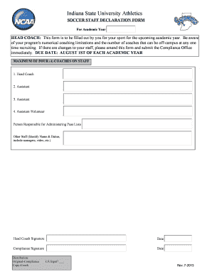 Fillable Online SOCCER STAFF DECLARATION FORM Fax Email Print - pdfFiller