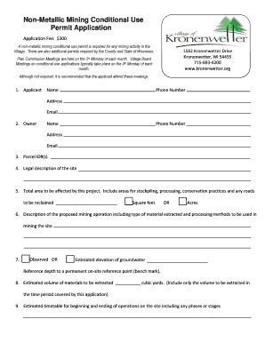 Fillable Online Non-Metallic Mining Conditional Use Permit Application ...