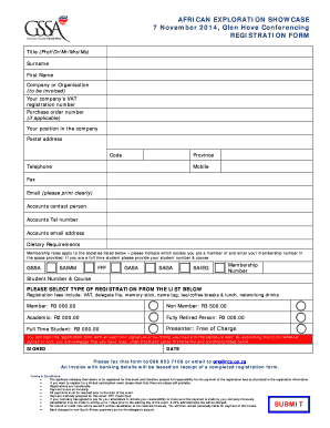 Fillable Online AFRICAN EXPLORATION SHOWCASE 7 November 2014 Glen Hove ...