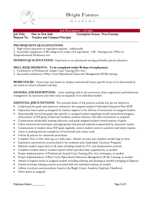 Fillable Online edjoin Job Description One to One Aide - EDJOIN ...