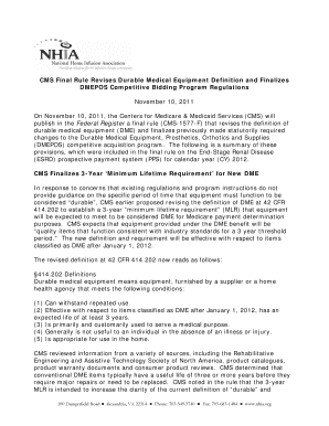 Fillable Online CMS Final Rule Revises Durable Medical Equipment ...
