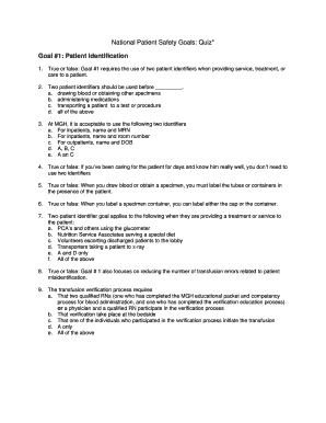 National Patient Safety Goals Quiz Questions - Fill Online, Printable ...