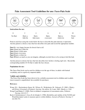 Fillable Online Pain Assessment Tool Guidelines for use: Faces Pain ...