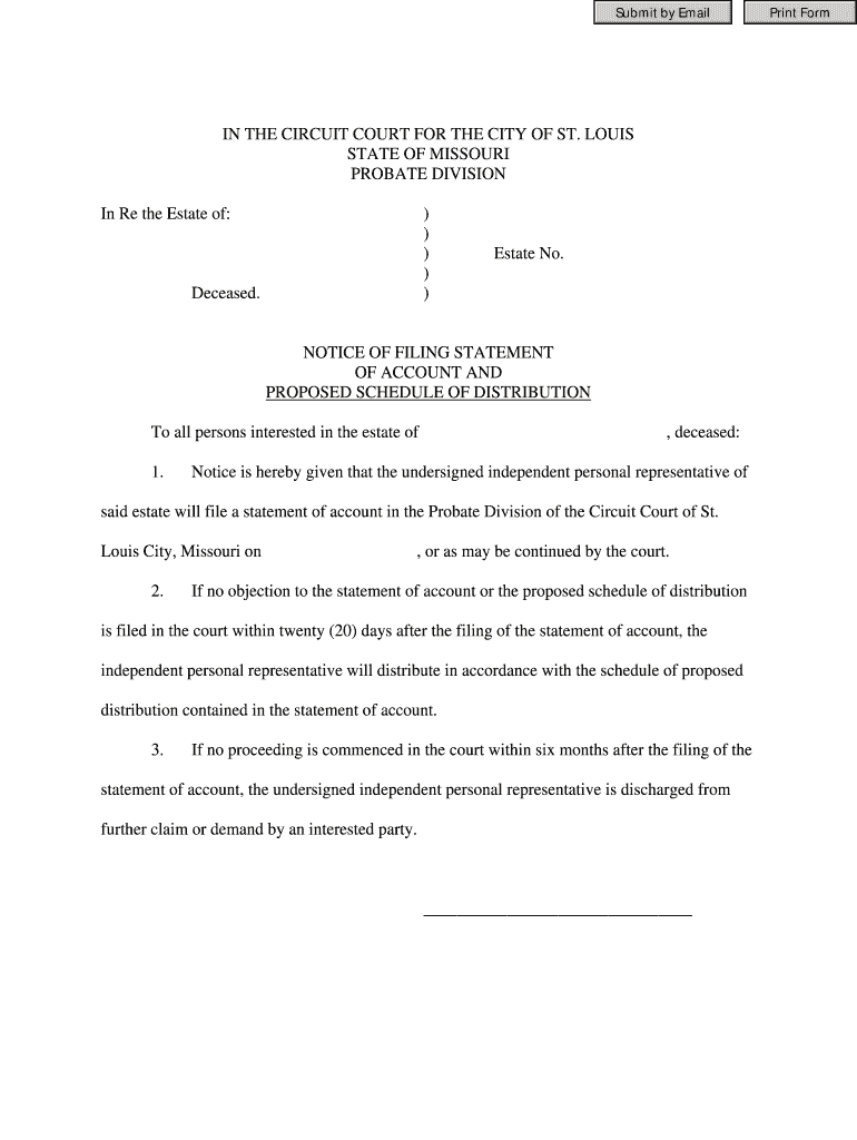 Fillable Online NOTICE OF FILING STATEMENT Fax Email Print - pdfFiller