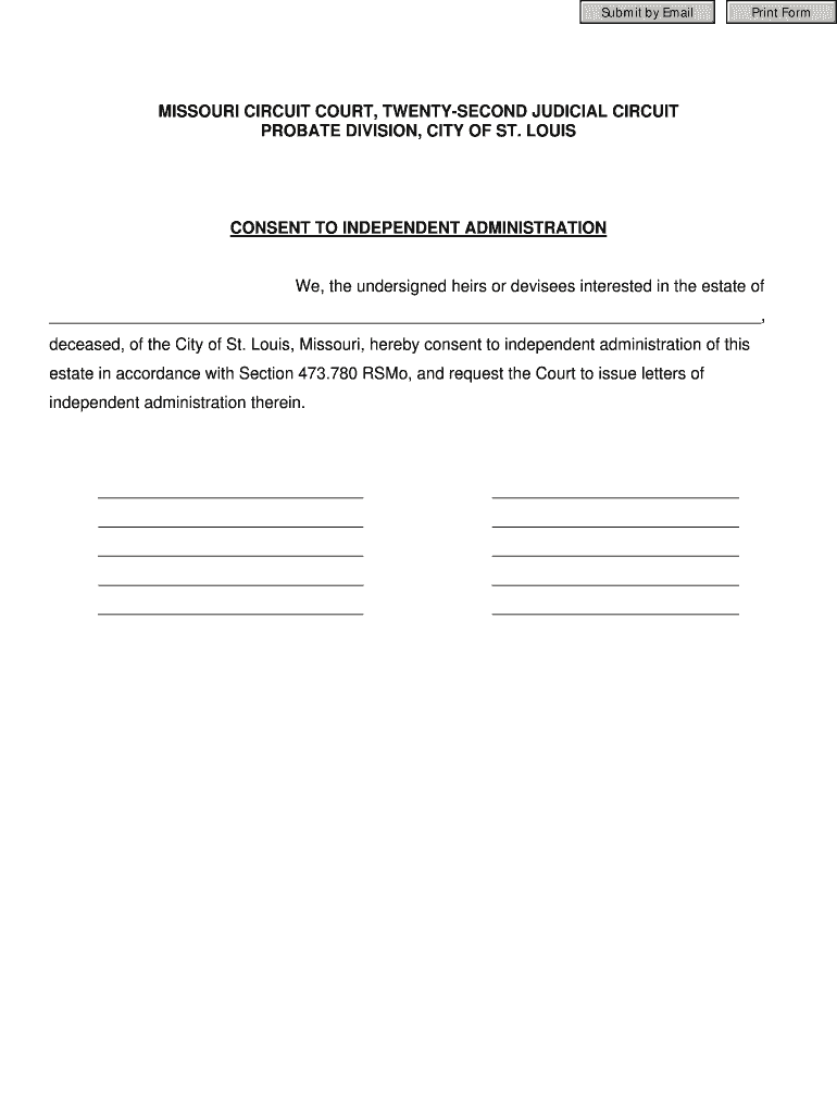 Fillable Online PROBATE DIVISION, CITY OF ST Fax Email Print - pdfFiller