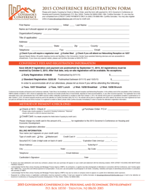 Fillable Online njhousing CONFERENCE FEES AND REGISTRATION INFORMATION ...