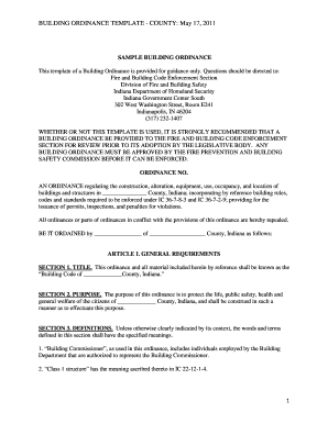 Fillable Online BUILDING ORDINANCE TEMPLATE County-May 17 2011 Fax ...