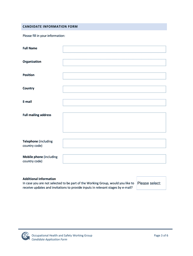 Fillable Online globalreporting GRI Occupational Health and Safety Working Group Fax Email Print ...