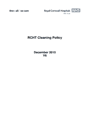 Fillable Online rcht nhs Cleaning Policy Sets out the procedures ...