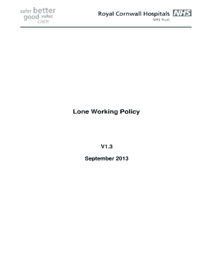 Fillable Online rcht nhs Lone Working Policy Defines policy procedure ...