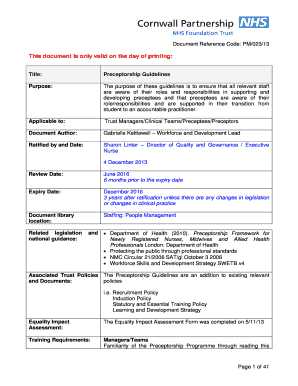 Fillable Online rcht nhs Preceptorship Guidelines The purpose of these ...