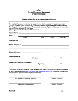 Fillable Online rmuohp Dissertation Prospectus Approval Form - RMUoHP ...