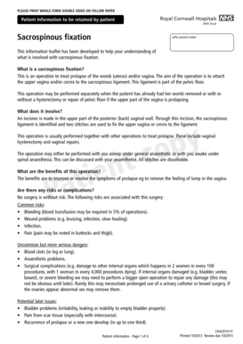 Fillable Online rcht nhs Sacrospinous Fixation Consent CHA3314 ...