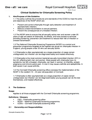 Fillable Online rcht nhs Chlamydia Screening Policy This policy ...