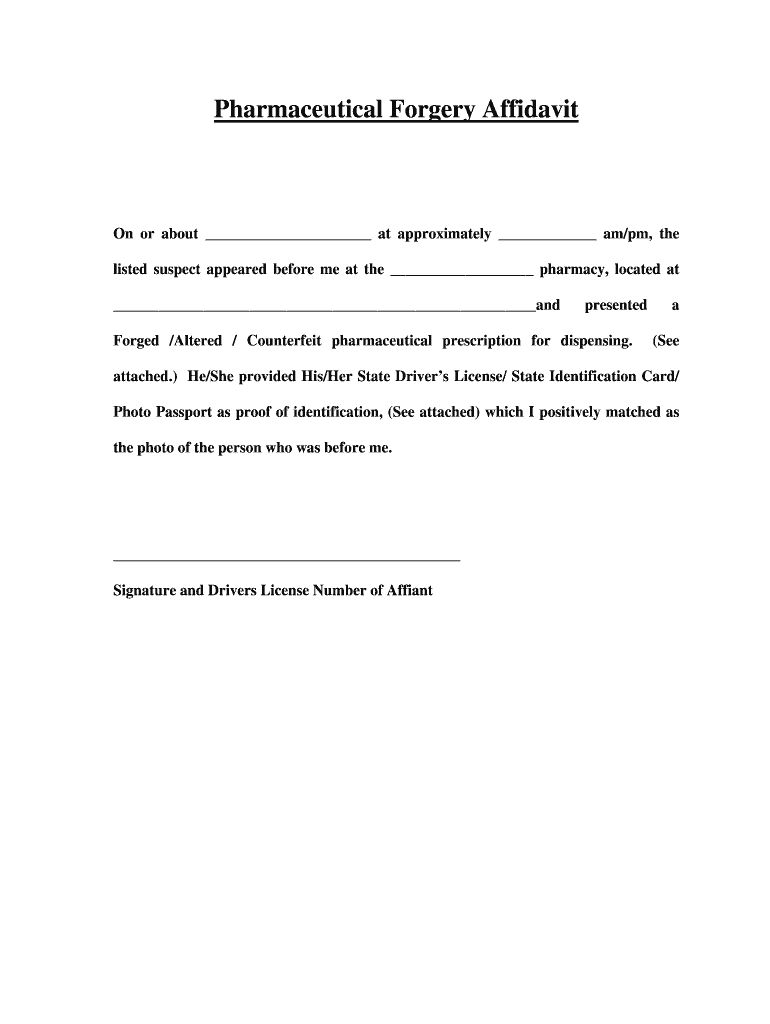 Fillable Online Pharmaceutical Forgery Affidavit ...