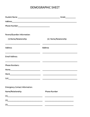 Fillable Online gahannaschools DEMOGRAPHIC SHEET - gahannaschoolsorg ...