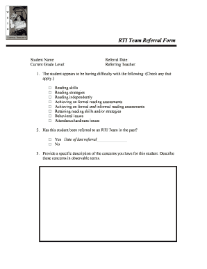 Fillable Online WRSD RTI Team Referral Form Fax Email Print - pdfFiller