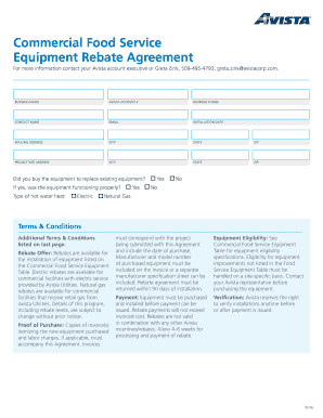 Fillable Online Commercial Food Service Equipment Rebate Agreement Fax ...