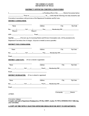 Fillable Online txlegion DISTRICT OFFFICER CERTIFICATION FORM ...