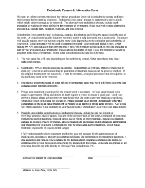 Fillable Online Endodontic Consent form - Heritage Park Endodontics Fax ...