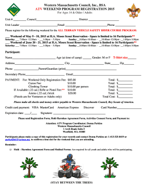 Fillable Online wmascouting Western Massachusetts Council Inc BSA ATV ...