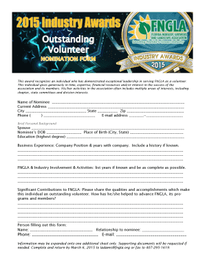 Fillable Online fngla Outstanding Volunteer - FNGLA Fax Email Print ...
