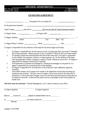 Fillable Online 8. Co-Signer Agreement.doc Fax Email Print - pdfFiller