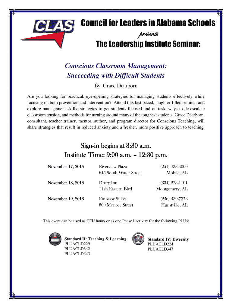 Fillable Online clasleaders Download a Printable Registration Form ...