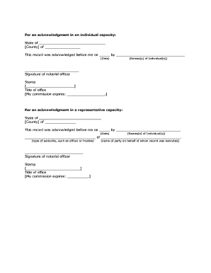 Fillable Online For an acknowledgment in an individual capacity Fax ...