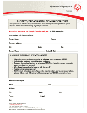 Fillable Online BUSINESSORGANIZATION NOMINATION FORM Fax Email Print ...
