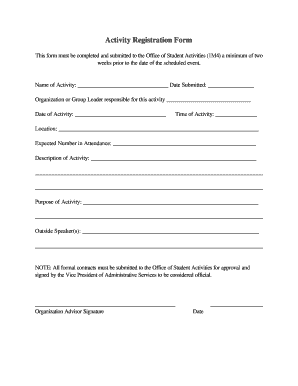 Fillable Online svcc Activity Registration Form.PDF - svcc Fax Email ...