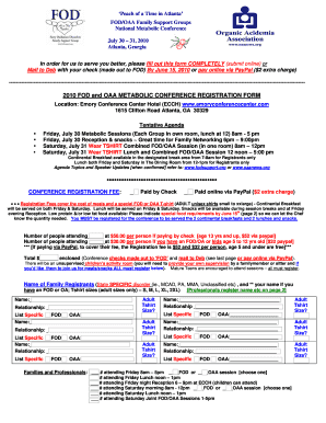 Fillable Online fodsupport 2010 FOD and OAA METABOLIC CONFERENCE ...