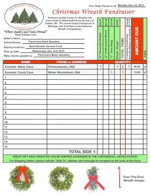 Fillable Online parchmentschools Wreath Fundraiser Order Form Fax Email ...